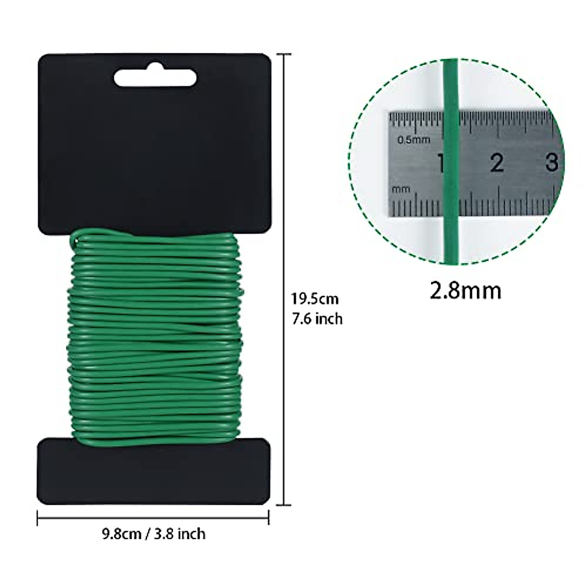 Tenn Well Green Garden Plant Ties, 66 Feet 2.8mm Bendable Plant Training Wire Trellis Wire for Supporting Tomato Plants, Climbing Roses and Cucumbers (2PCS X 33 Feet)