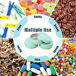 LIYAR 2 oz Tins with Lids for Salve 48 Pack Salve Tins 2oz Tins Container Round Cosmetic Tin Jars Ideal Candle Jars Aluminum Tin Cans with Screw Lids for Powder, Spice,Salve,Candles(Mint Green)