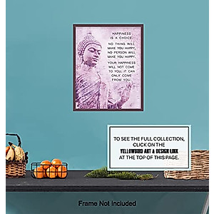 Buddhism Happiness Quote - Inspirational Saying Poster - Zen New Age Wall Art Decor - Home Decoration for Spa, Meditation Room, Yoga Studio - Gift for Women, Buddhist, Buddha Fan - Pink, Purple - 8x10