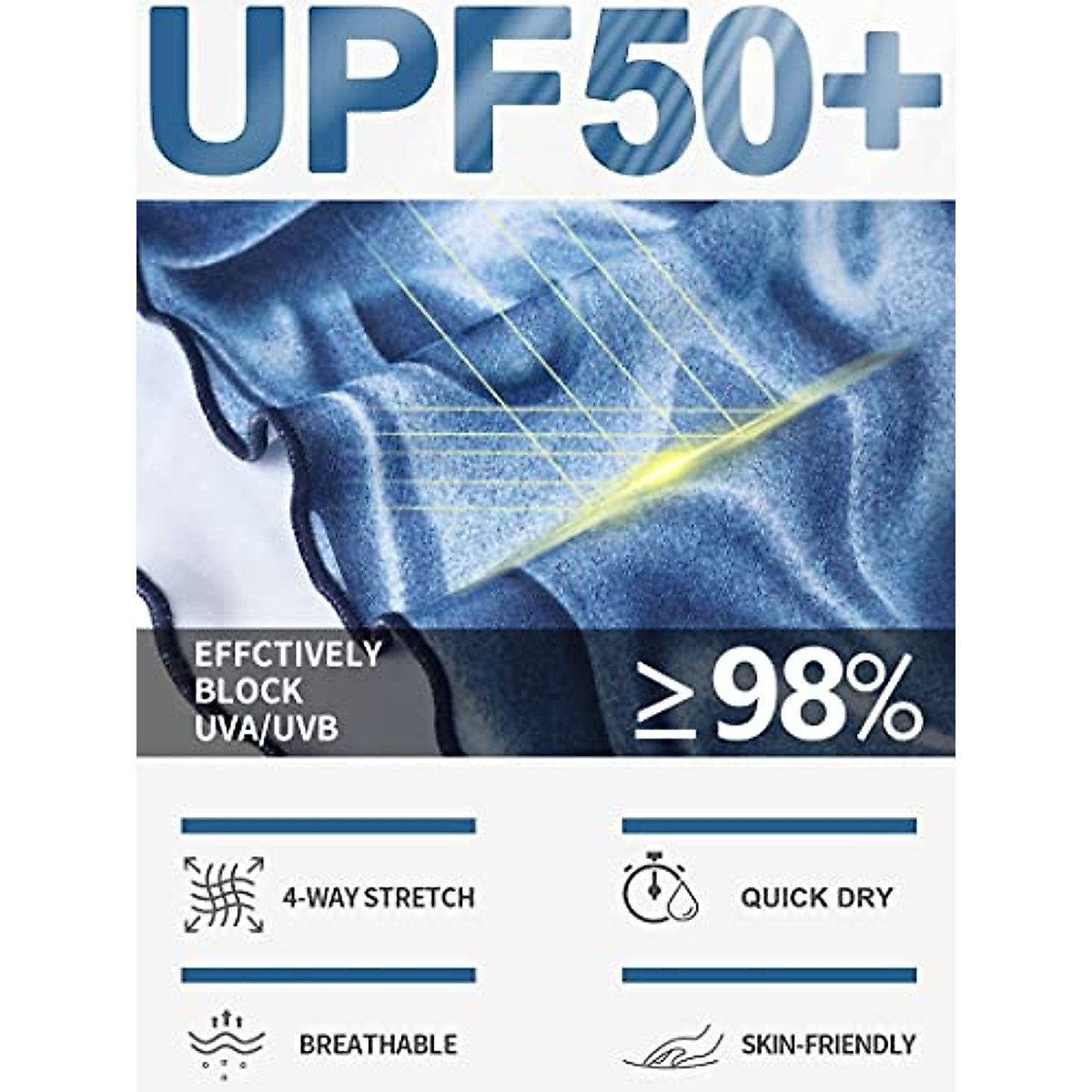 ATTRACO Rash Guard for Women Long Sleeve Swim Shirt Y2K Skiny UV Swimsuit Top UPF 50+ Blue L