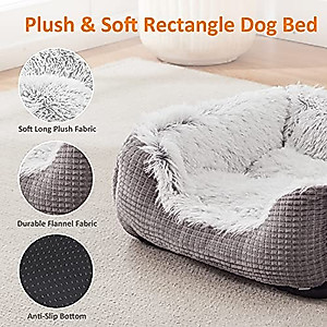 MIXJOY Medium Dog Bed for Medium Small Large Dogs, Washable Orthopedic Dog Sofa Bed, Durable Plush Rectangle Pet Bed, Soft Fluffy Calming Puppy Bed with Anti-Slip Bottom(M, 25''x 21''x 8'')