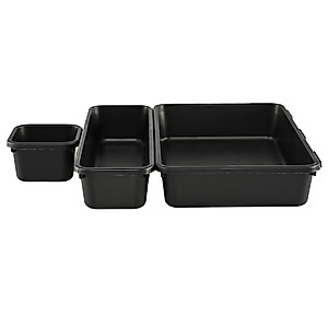 HOME-X Connecting Organizer Trays, Set of Interlocking Adjustable Trays for Organizing Office Supplies and Kitchen Utensil Drawers, Set of 8, 3 Sizes, Black