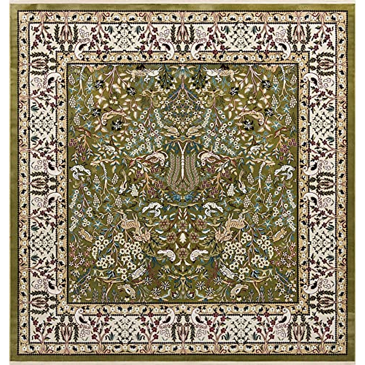 Unique Loom Narenj Collection Area Rug - Bristol (10' Square, Green/Ivory)