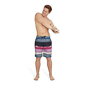 Speedo Men's Standard Swim Trunk Knee Length Boardshort Bondi Printed, 20" Coastal China Blue, X-Large