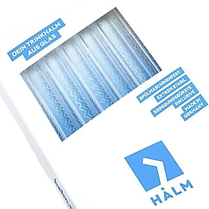 HALM Glass Straws Gin Quotes Edition 6x 8 inch (20 cm) Reusable With Funny Gin Sayings Gift Made in Germany