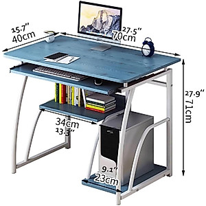 ZUMAHA Home Office Computer Desk with Pullout Keyboard Tray Monitor Stand PC Study Desk Lower Shelf Modern Gaming Desk