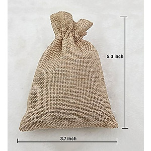 handrong 100pcs Burlap Gift Bag Burlap Bags with Drawstring Jewelry Pouch Jute Hessian Sack Packing Storage Linen bags for Wedding Party Birthday Holiday Treat DIY Art Craft Christmas Favor