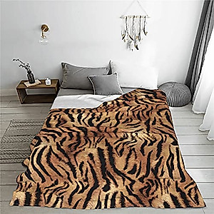 Animal Skin Tiger Print Soft Throw Blanket Super Soft Cozy Fleece Plush Reversible Blanket Size for Couch Bed Sofa Travelling Camping for Baby Adults Couch Sofa (50x40 Inches)
