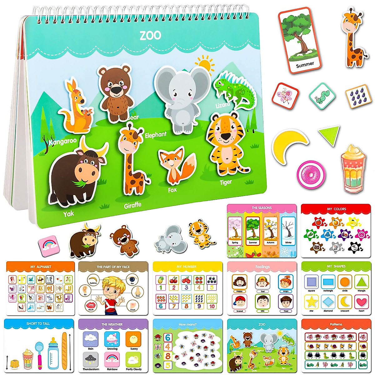 KINGTLE Busy Book for Kids, Preschool Montessori Toys Activity Binder, Toddlers Early Educational Learning Book, Sensory Books for Boys and Girls