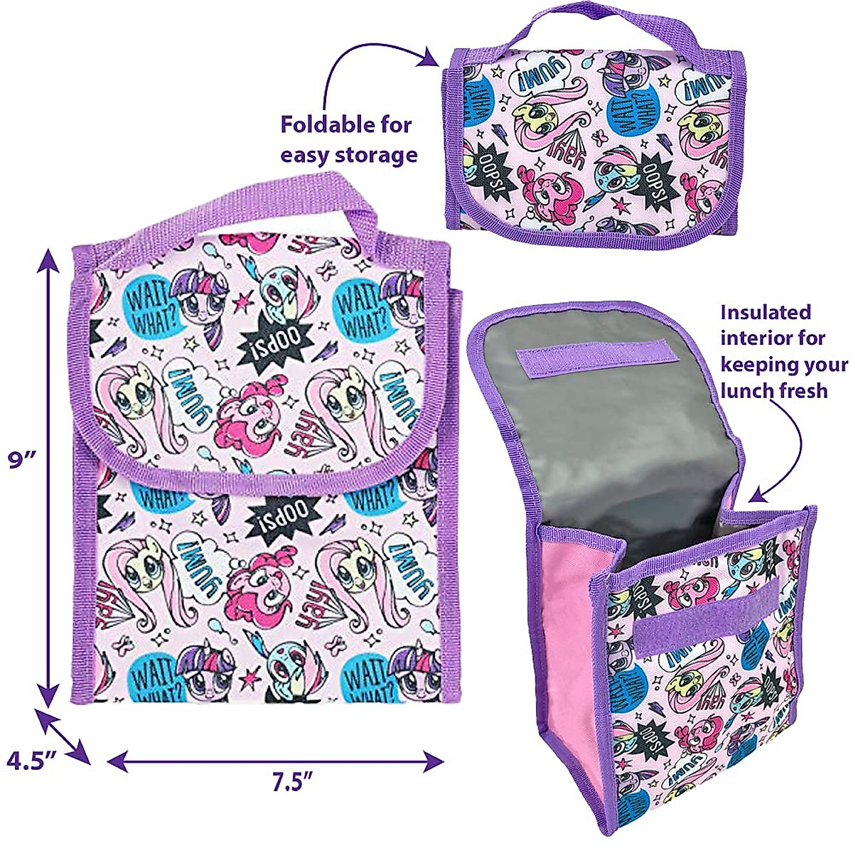 RALME My Little Pony Purple Sequin Back to School Essentials Set for Girls