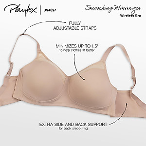 Playtex Women's 18 Hour Smoothing Minimizer Wirefree US4697 Bra, Nude, 36DD