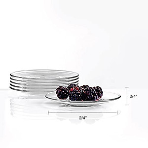 Pasabahce Premium Clear Glass Plate Saucers Set of 6, Safe in Microwave, Great for Servicing Cookies, Snacks, Fruits, Coffee, and Tea Cups, Housewarming Idea