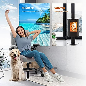 SEATZONE Home Office Chairs with Wheels, Comfortable Ergonomic Flip-up Armrest Adjustable Computer Desk Chair Backward Tilt