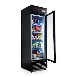 PremiumLevella PFV127DX 11.6 Cu. Ft. Frost Free Glass Door Display Freezer- Black