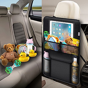 Kick Mats Back Seat Protector, 2Pack Waterproof Oxford Seat Back Protector, Car Seat Back Protector for Kids, Back of Seat Protector for Kids Feet Car Seat (2pc with Table Pocket)