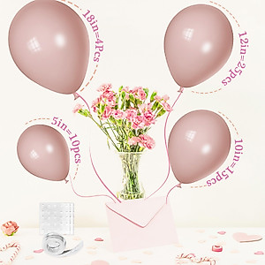 Dusty Pink Balloons, Scmdoti Pale Pink Balloons Different Sizes 18 12 10 5 Inches, Pink Balloon Garland Arch for Birthday Baby Shower Wedding Anniversary Graduation Party Decorations(Dusty Pink)