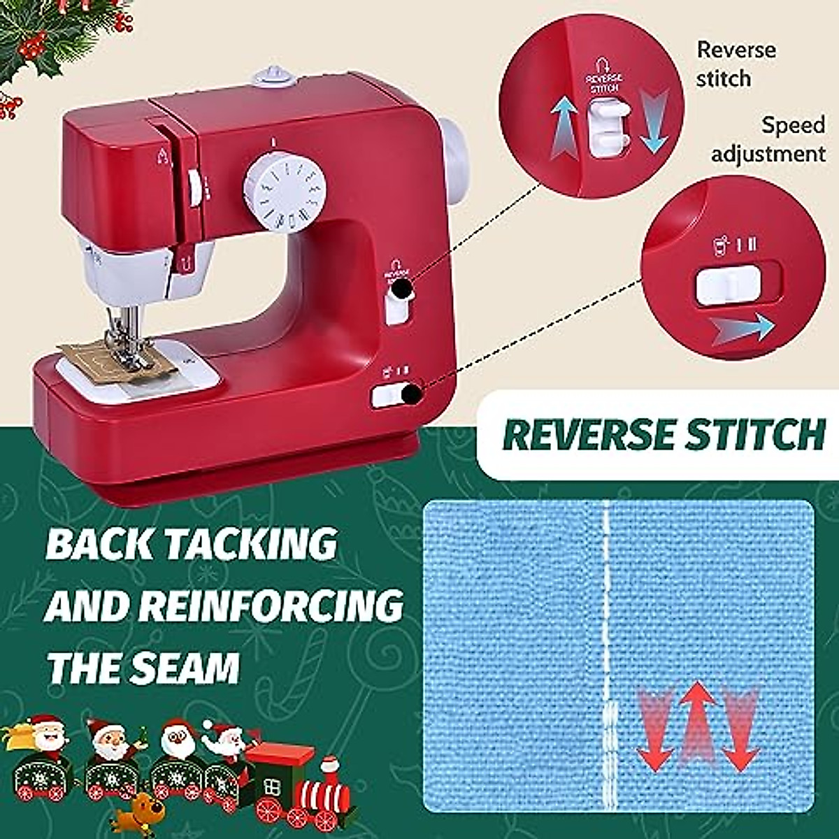 Mini Sewing Machine Compact for Beginner, Dual Speed Portable Machine Speed Control Computerized Sewing Machine Full functions,Easy operation Light, Sewing Kit for Household, Travel, DIY handmade