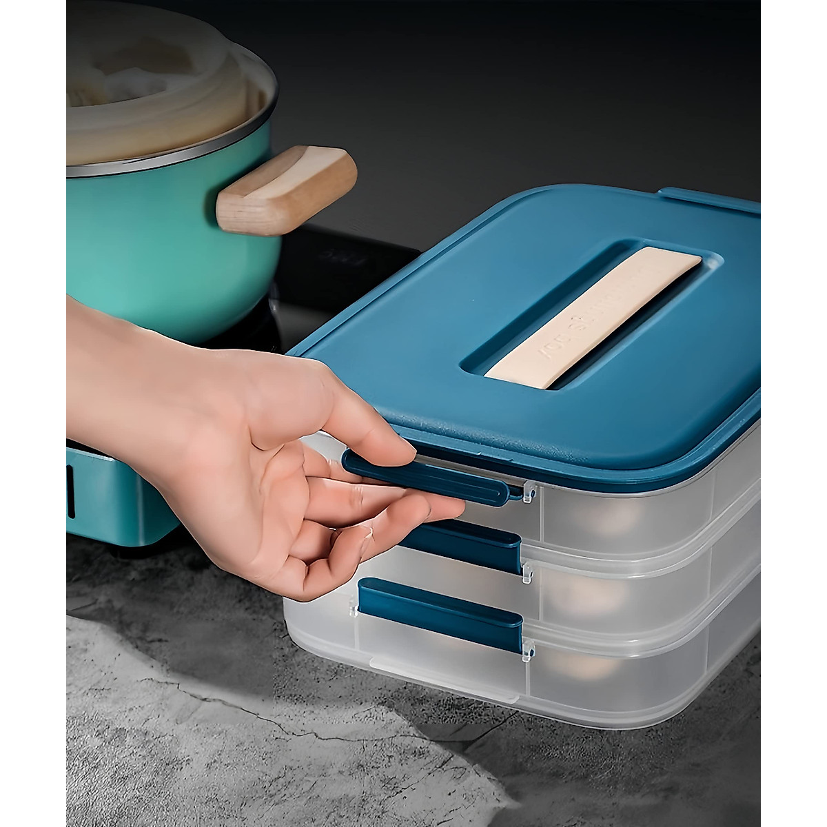 Plastic Bacon keeper with Lids Airtight, Deli Meat Cold Cuts Cheese Saver Food Storage Containers for Refrigerators, Freezer,Shallow Low Profile Christmas Cookie Holder