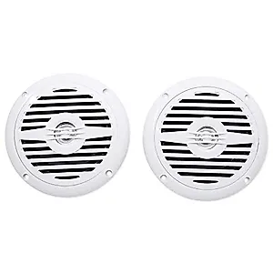 KICKER KMC2 Gauge Hole Digital Media Receiver w/Bluetooth/USB For Boat/ATV/UTV Bundle with Pair Rockville MS525W 5.25" 400 Watt Waterproof Marine Boat Speakers 2-Way White