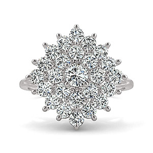 14K White Gold Moissanite by Charles & Colvard 3.5mm Round Fashion Ring-size 8 1.12cttw DEW