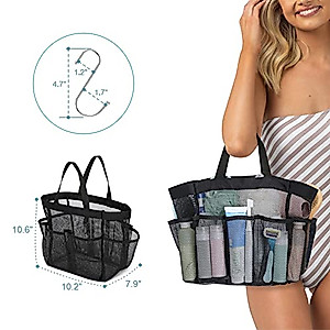 GSlife Mesh Shower Caddy Portable, Shower Caddy Quick Dry Hanging Shower Bag for College Dorm Essentials, 8 Pockets Deeper Bath Shower Caddy Basket for Bathroom Camp Gym Swim Travel Outdoor, Black
