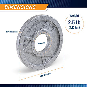 Marcy Classic 2" Cast Iron Olympic Grip Plates, 2.5lb