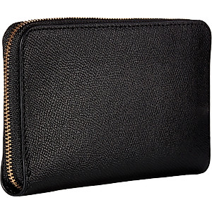 Coach Crossgrain Leather Medium Zip Around Wallet Li/Black One Size