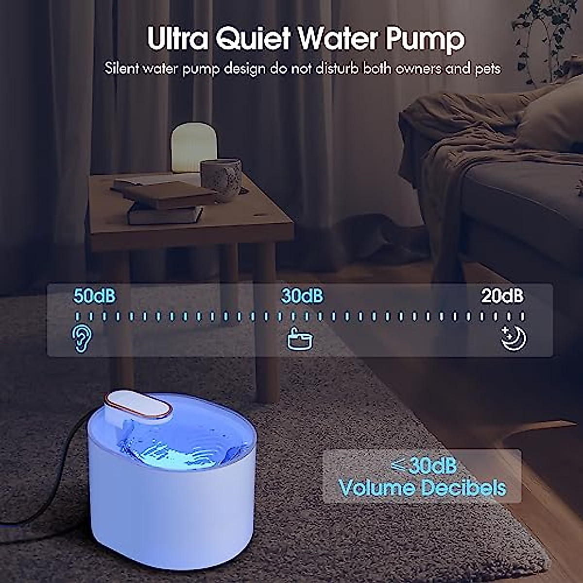 MultiOutools Cat Water Fountain, 3L Large Automatic Dog Water Fountain, BPA-Free Ultra-Quiet Pet Water Fountain, Multi-Filtration Automatic Water Dispenser for Cats, Dogs (White)