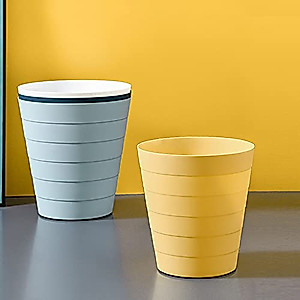 Round Stackable Plastic Large Volume Trash Can, Highly Elastic Wastebasket 9L Garbage Container Anti-Extrusion Tear Resistance Bin (Yellow)