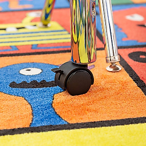 Sprogs Adjustable Height Mobile Classroom Activity Table for Preschools, Horseshoe Preschool Activity Table with Casters, 60"L x 66"W x 23"H, Gray/Blue