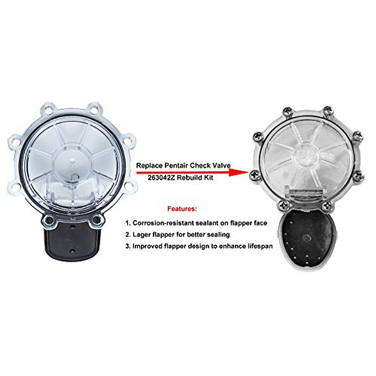 ATIE Upgraded Pool Check Valve Rebuild Kit Compatible with Pentair 263042Z Check Valve Rebuild Kit for 2" Check Valve 263042 ONLY (Not Compatible with Pentair FullFLOXF Check Valves 263060 & 263077)