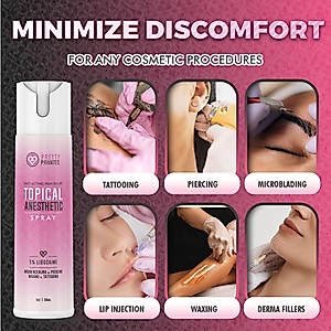 Pretty Privates Lidocaine Spray - Premium Numbing Spray for Waxing, Tattoos, Piercings, Microblading - Relief in 5-15 Mins - Maximum Strength - Topical Anesthetic - 1oz