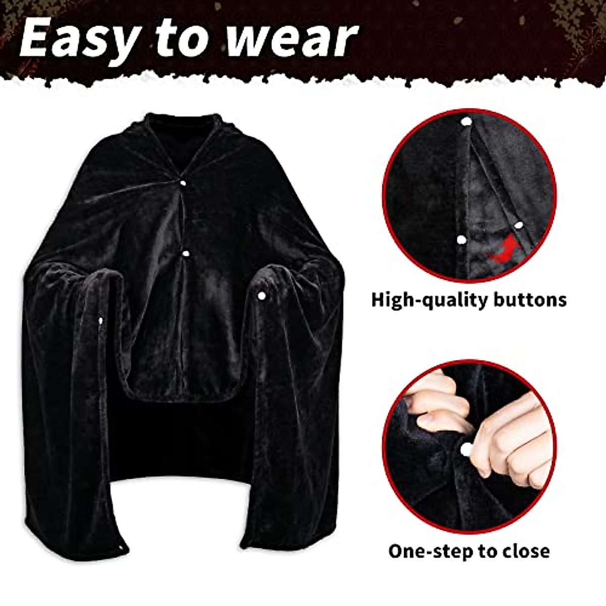 Anime Demon Slayer cosplay wearable hooded Blanket Soft Cozy cosplay Fleece Embroidered Blanket