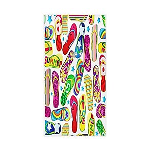 QUGRL Colorful Flip Flops Kitchen Dish Towel Summer Holiday Bath Hand Towels for Bathroom Decor 16x30 in, Soft Quality Premium Fingertip Guest Towel Washcloth for Hotel Spa Gym Sports