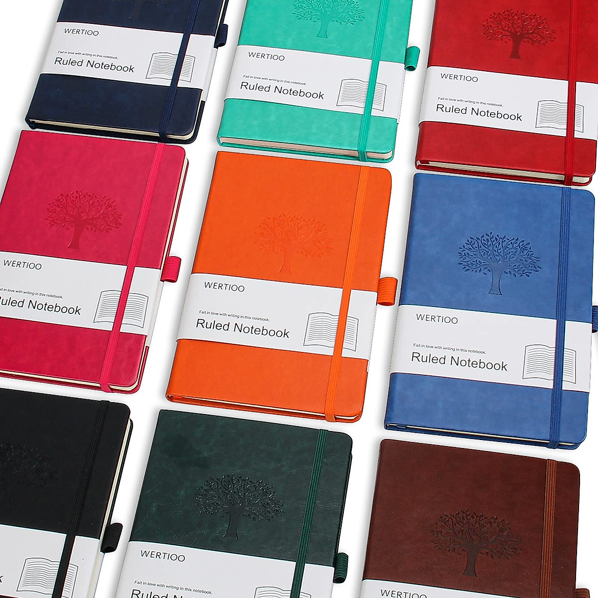 WERTIOO 3 Pack Hardcover Notebook Journal, Diary Leather Lined Journal Notebook Writing 80 Pages Notebook 100 gsm Thick Paper Journals for Women Men (Multicolor)