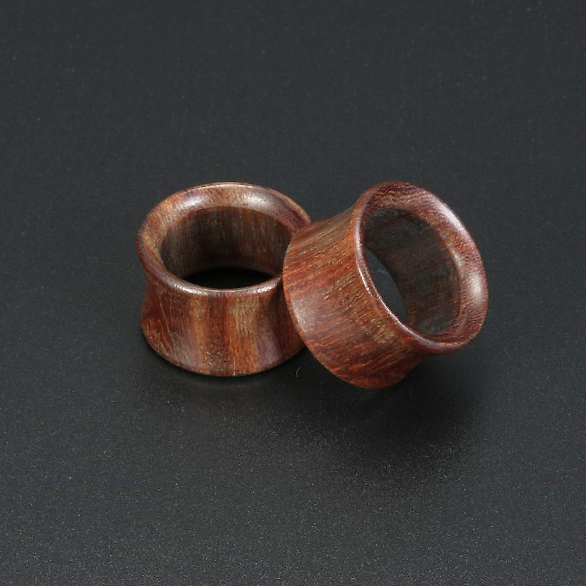 2 Pairs 0G-11/16 Double Flared Brown Organic Wood Wooden Ear Gauges Ear Tunnels Ear Plugs Expander Strecher