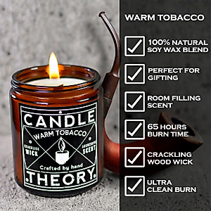 Candle Theory Warm Tobacco Scented Candle for Men 7.6 Ounce, Crackling Candle Men, Mens Candle for Bedroom, Scented Man Candle for Home, Men's Candles for Home, Man Candle, Men Scented Candles