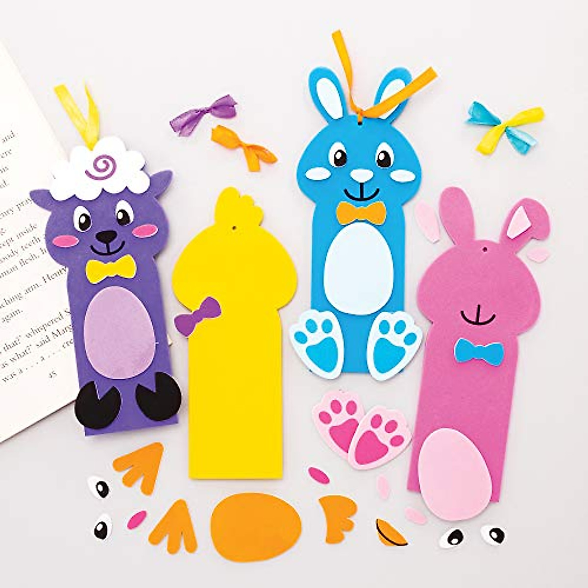 Baker Ross AT503 Easter Bookmark Kits - Pack of 8, Creative Easter Art and Craft Supplies for Kids to Make and Decorate