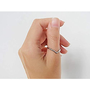 SOVATS Chevron Hammered Thumb Ring for Women 925 Sterling Silver Rhodium Plated - Simple, Stylish &Trendy Nickel Free Ring, Size 8