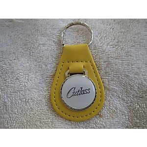 1960's 1970's ERA CUTLASS EMBLEM LOGO LEATHER KEYCHAIN - YELLOW