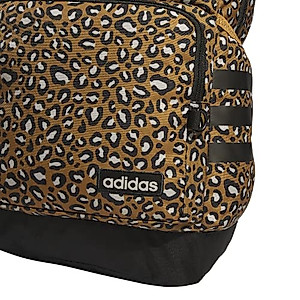 adidas Classic 3-Stripe Durable Backpack Student Athletic Sport Laptop Book Bag, Cheetah Bronze Strata/Black/Pulse Lime Green/4.0, One Size