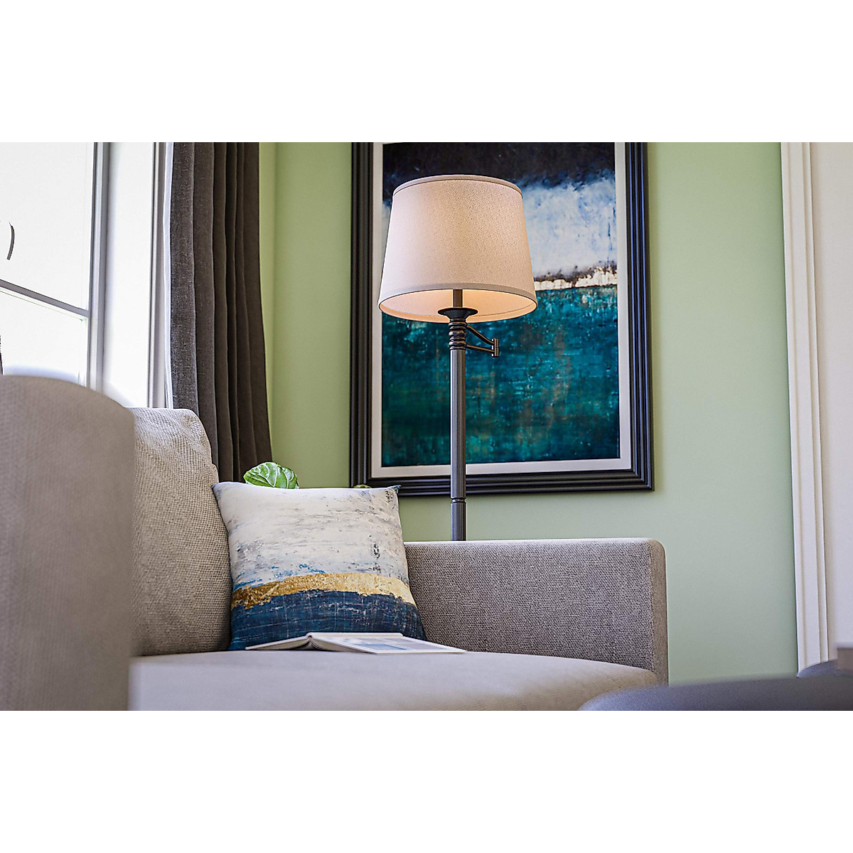 Kenroy Home 32215CBZ Riverside Swing Arm Floor Lamp with Copper Bronze Finish, Classic Style, 59" Height, 24" Width, 18.625" Depth