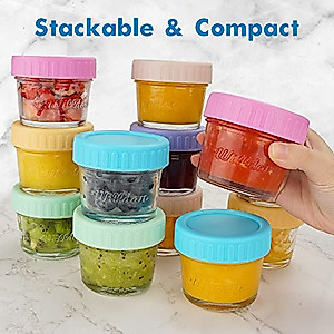 WILLDAN 24-Pack Glass Baby Food Storage Containers - 4 oz Baby Food Storage Jars with Lids, Baby Food Maker, Microwave, Dishwasher & Freezer Safe