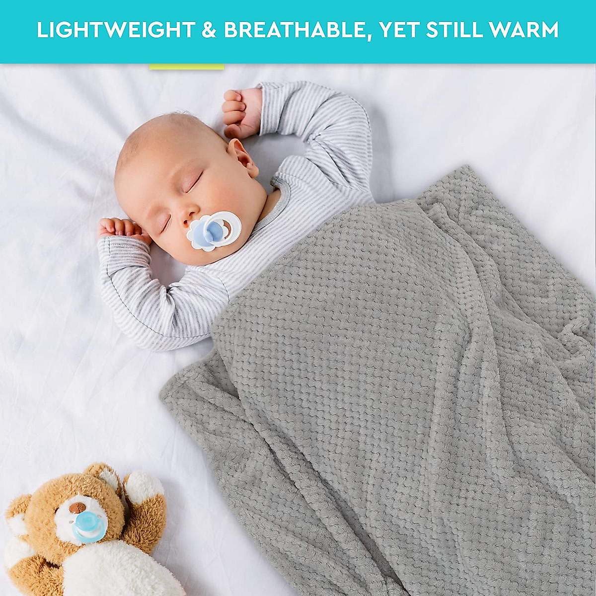 Baby Blanket for Girls and Boys - 40”x50” Grey - Toddler Blankets - Kids Throw - Newborn Blankets - Soft Lightweight Fleece for Bed, Crib, Stroller