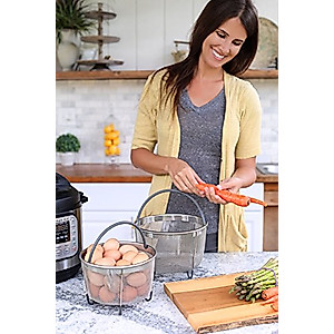 The Original Hatrigo Steamer Basket for Pressure Cooker Accessories 6qt [3qt 8qt avail] Compatible with Instant Pot Accessories 6 qt, Ninja Foodi, Other Pressure Cookers, Silicone Handle, IP 6 Quart