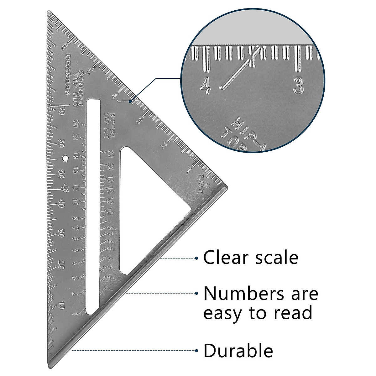 Rafter Square 2 Packs 7 Inch Carpentry Tools Aluminum Alloy Die-Casting Carpenter Square
