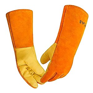 Welding Gloves, Welder Gloves 14 Inch Leather Heat Resistant Forge Welders Gloves for Mig/Tig/Arc Welder