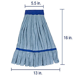 CleanAide Microfiber Tube Mop Head with Super Absorbent Looped Ends, 400 Grams, Blue