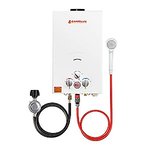 Tankless Water Heater, Camplux 2.64 GPM Outdoor Propane Gas Water Heater for Camping, BW264, White