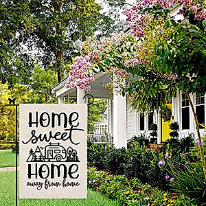 Camping Sweet Home Garden Flag Away from Home Camper Vertical Burlap Double Sided Farmhouse Outdoor Decorations Yard Lawn Decor 12.5 x 18 Inch